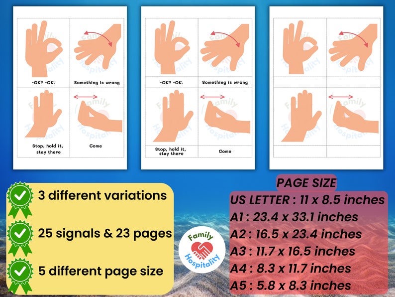 Dive Hand Signals Bundle Flashcards Printable Dive Sign Cards Dive ...
