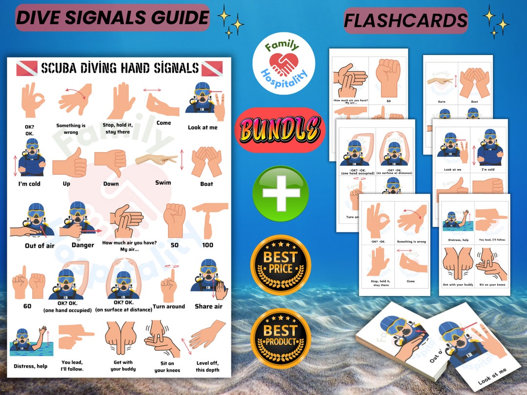 Dive Hand Signals Bundle Flashcards Printable Dive Sign Cards Dive ...