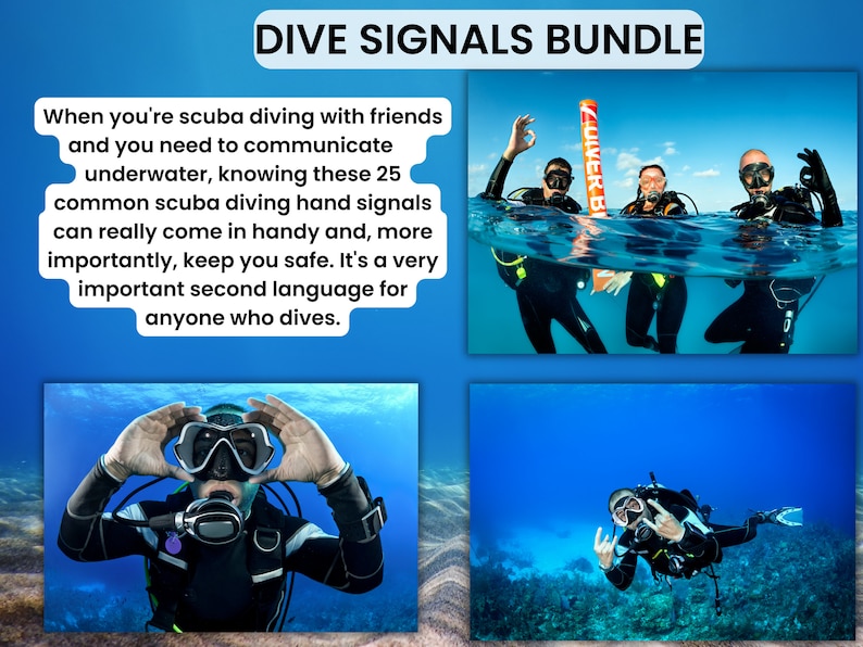 Dive Hand Signals Bundle Flashcards Printable Dive Sign Cards Dive ...