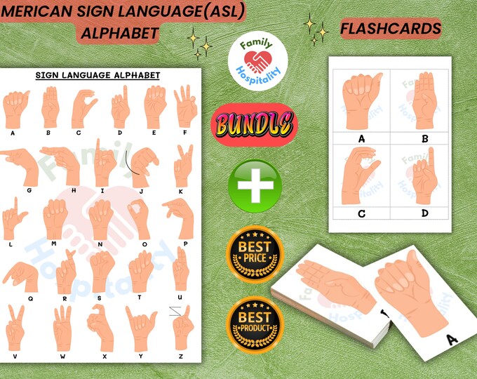 Asl Alphabet Bundle Flashcards Printable Sign Language Alphabet Cards ...