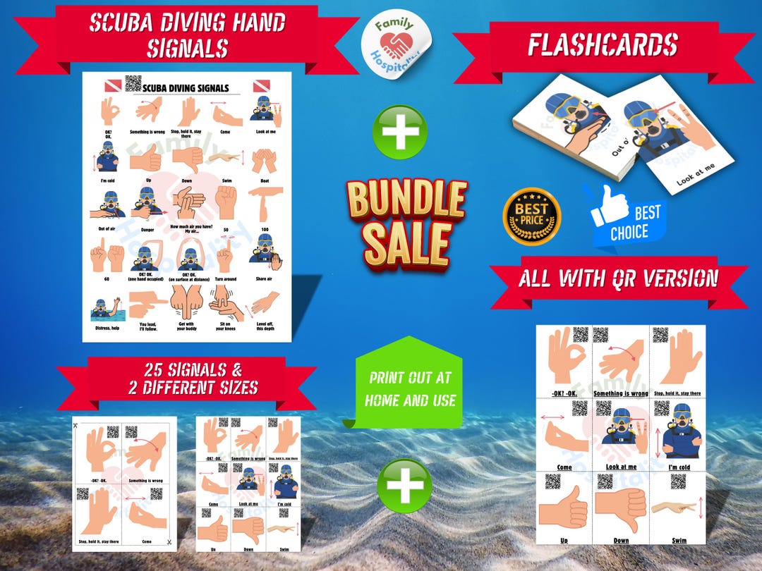 Dive Hand Signals Bundle Flashcards Printable Dive Signals Video ...
