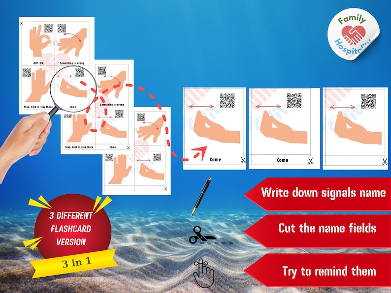 Dive Hand Signals Bundle Flashcards Printable Dive Signals Video ...