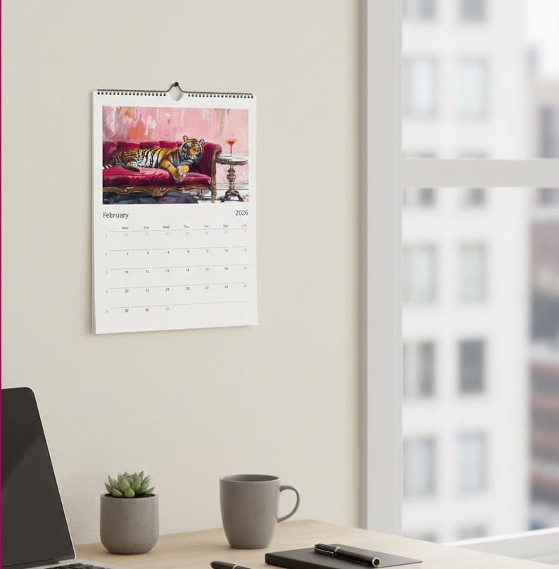 2026 Tigers Calendar Featuring 12 Stunning Paintings, Wall Decor for ...