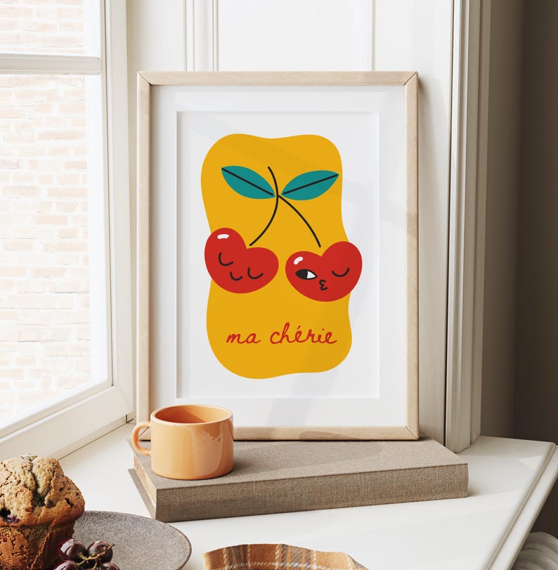 Ma Cherie Cherry Wall Art – Girly Retro Decor (digital Download) - Etsy