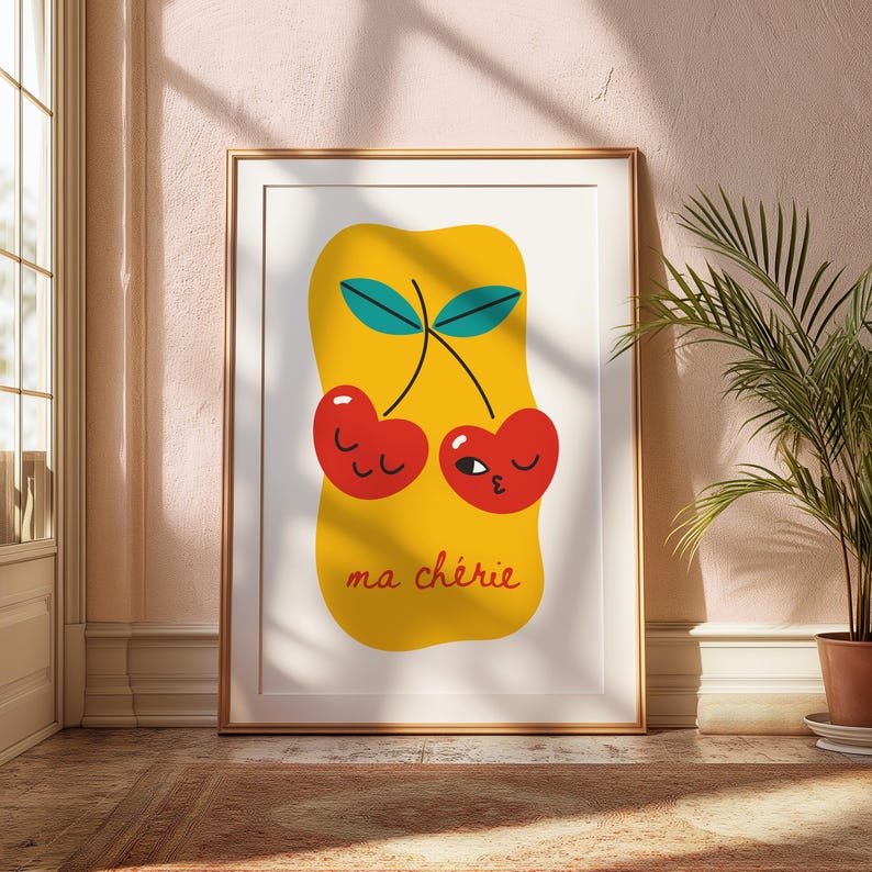 Ma Cherie Cherry Wall Art – Girly Retro Decor (digital Download) - Etsy
