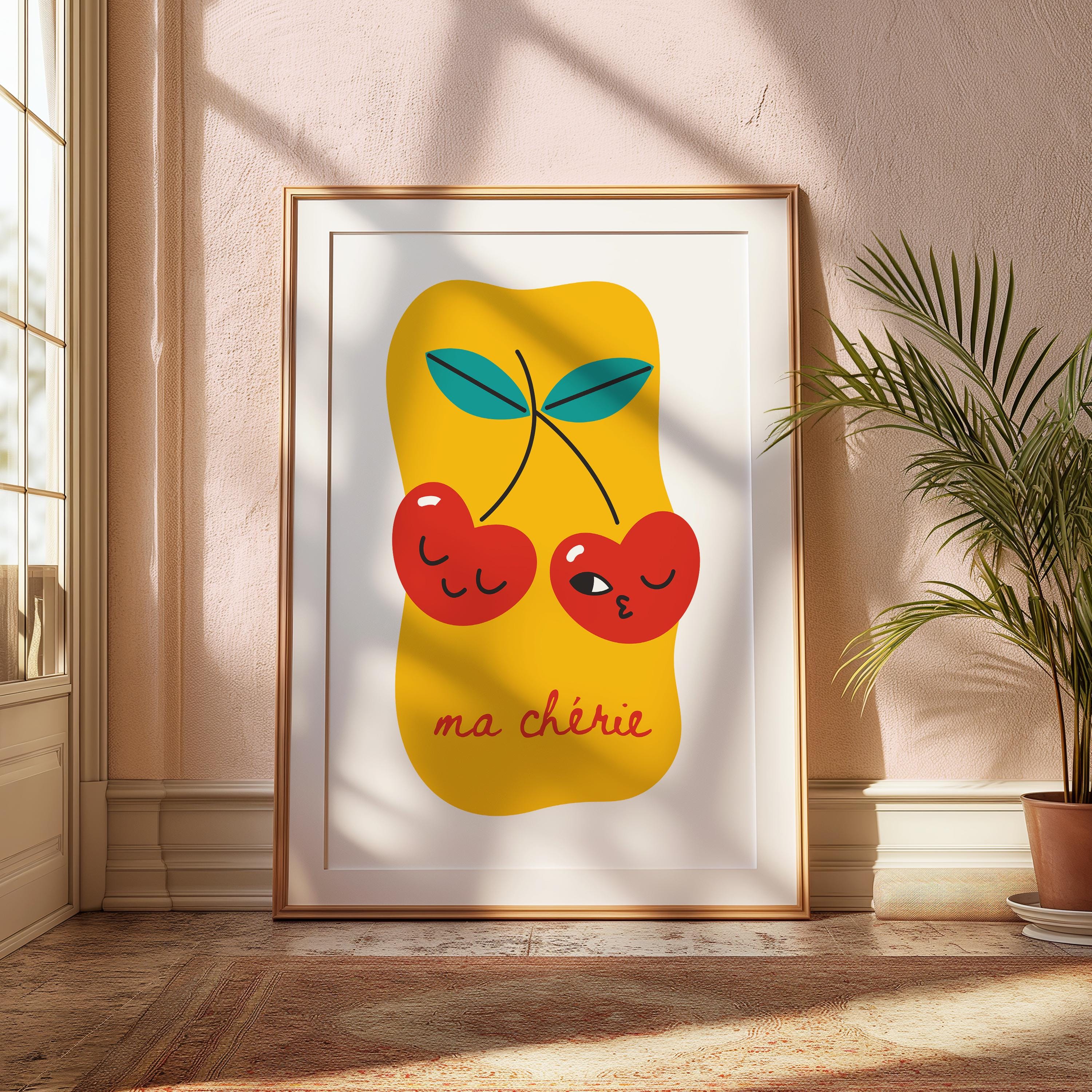 Ma Cherie Cherry Wall Art – Girly Retro Decor (digital Download) - Etsy