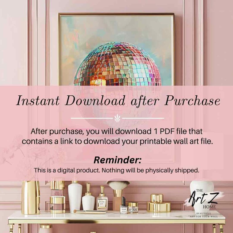 Pastel Disco Ball Art Print: Retro Maximalist Decor (instant Download ...