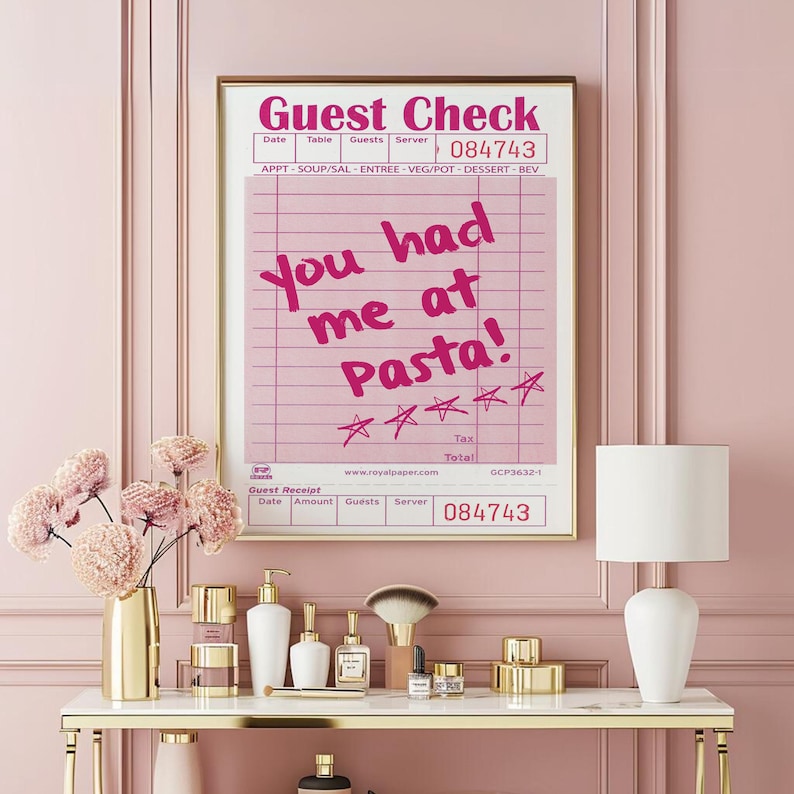 Custom Guest Check Art Print | Aesthetic Trendy Wall Art | Y2K Print ...