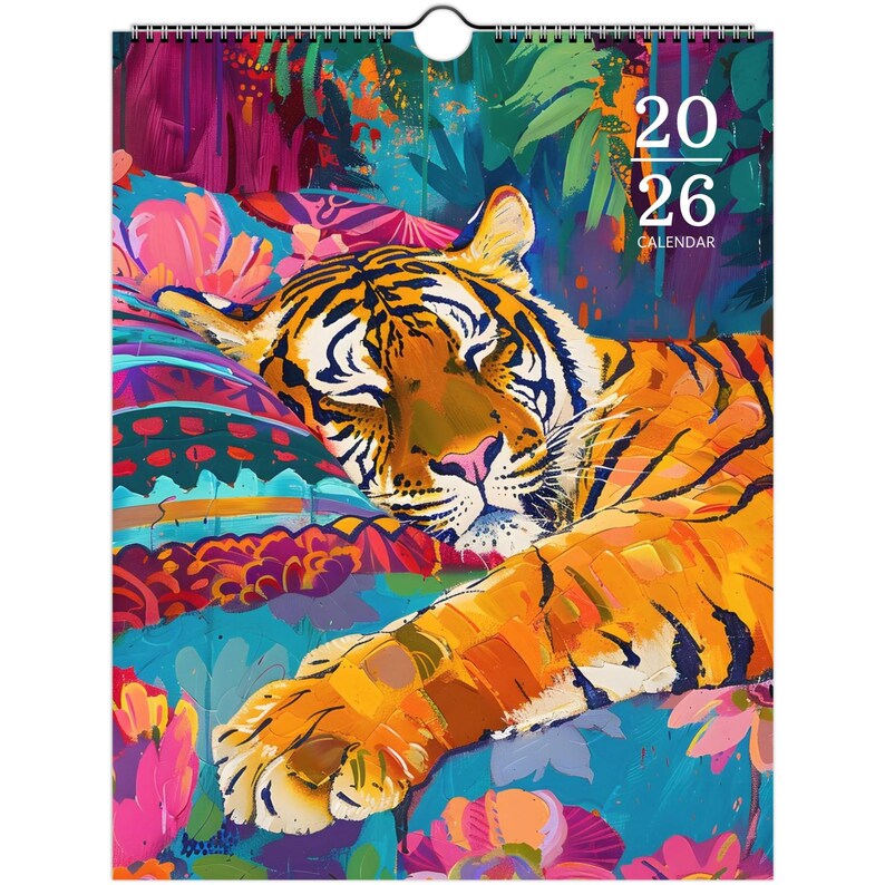 2026 Tigers Calendar Featuring 12 Stunning Paintings, Wall Decor for ...