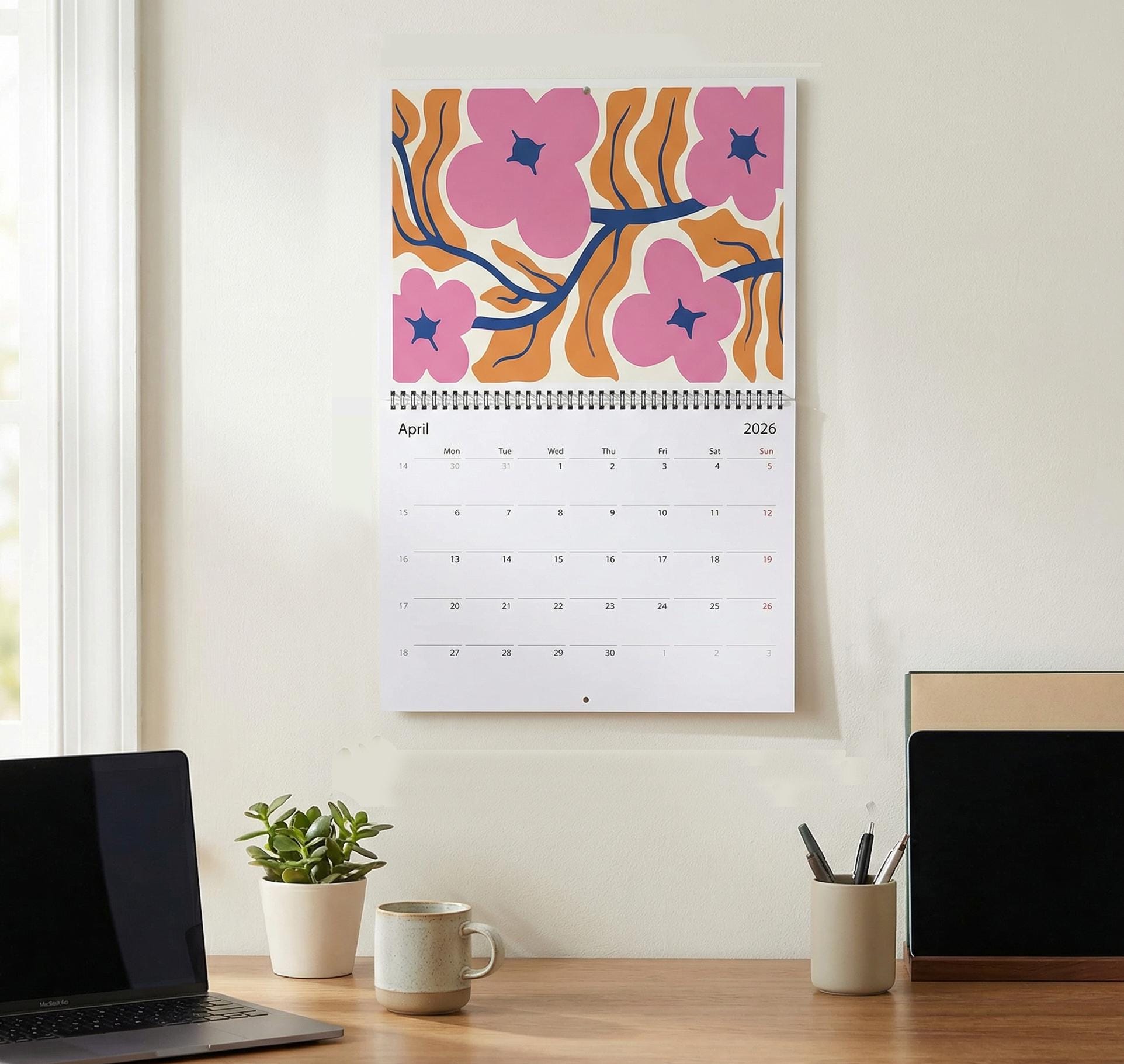 2026 Retro Flowers Wall Calendar, Beautiful Botanical Design, Yearly ...