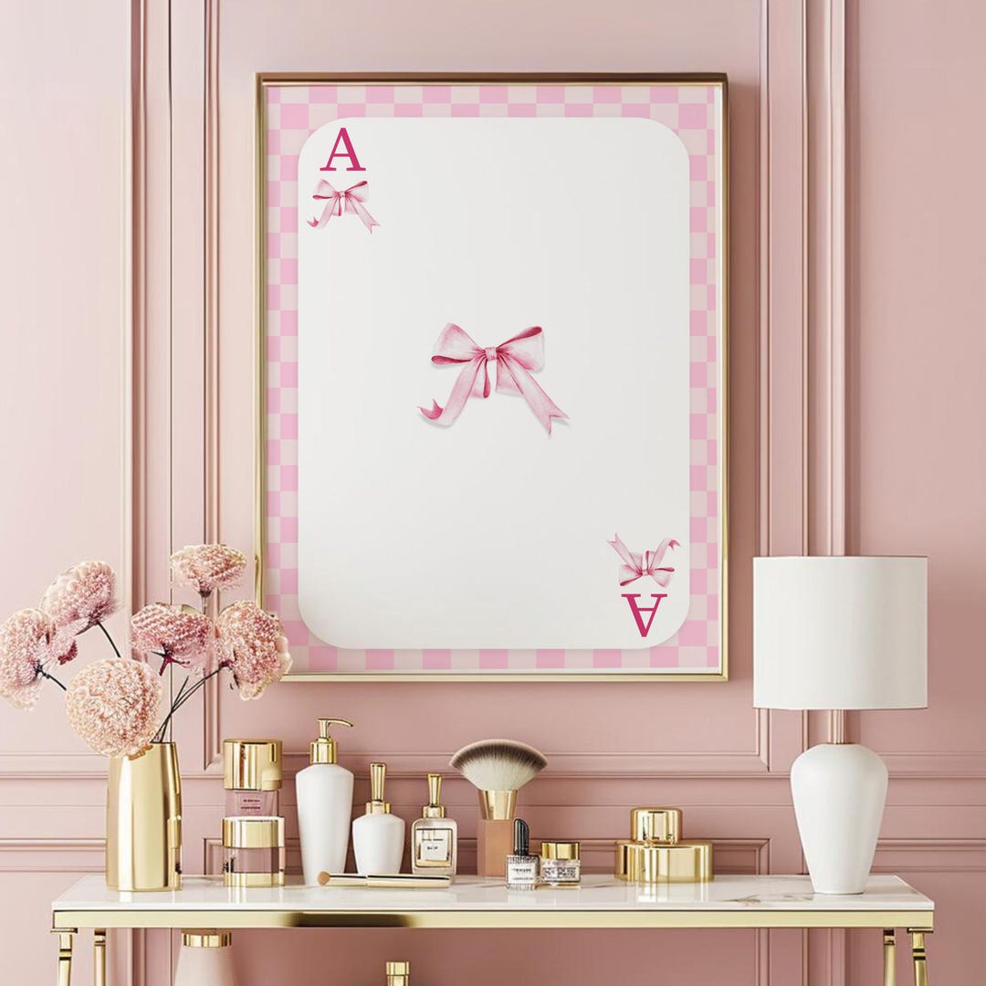 Ace of Bows Pink Aesthetic Wall Art - Printable Poster for Coquette ...