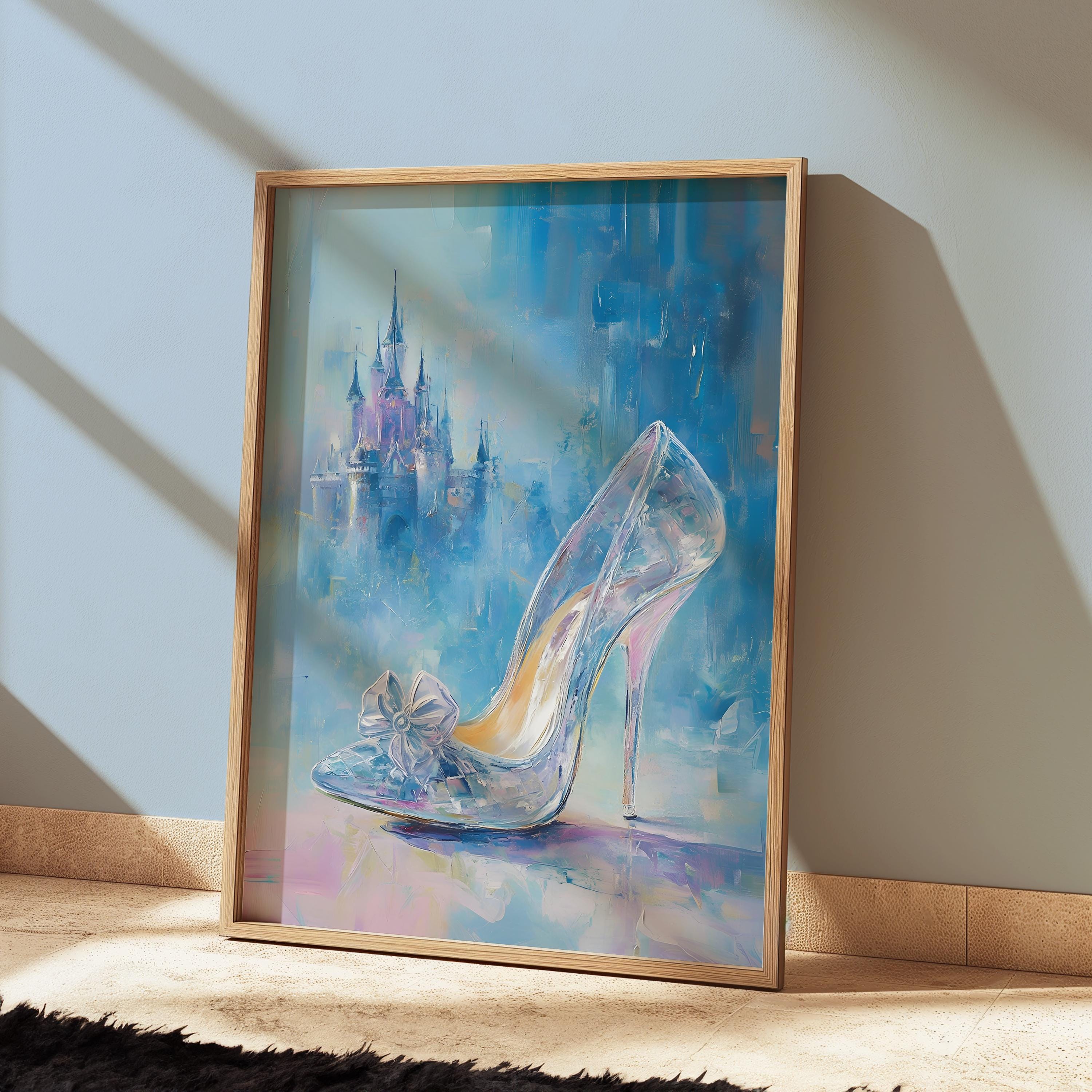 Printable Cinderella Glass Slipper Original Oil Paint Style Art Print ...
