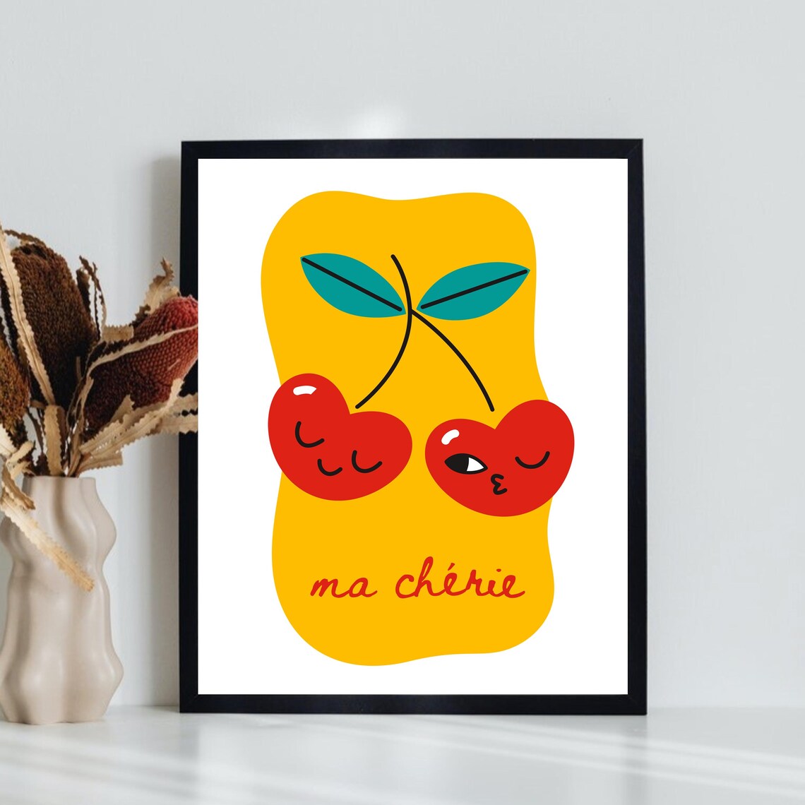 Ma Cherie Cherry Wall Art – Girly Retro Decor (digital Download) - Etsy