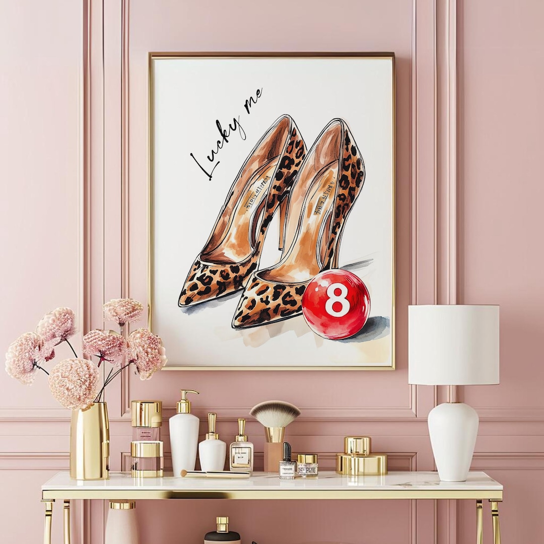 Leopard Pool Ball Print, Lucky Me Poster, Cheetah Print, Watercolor ...