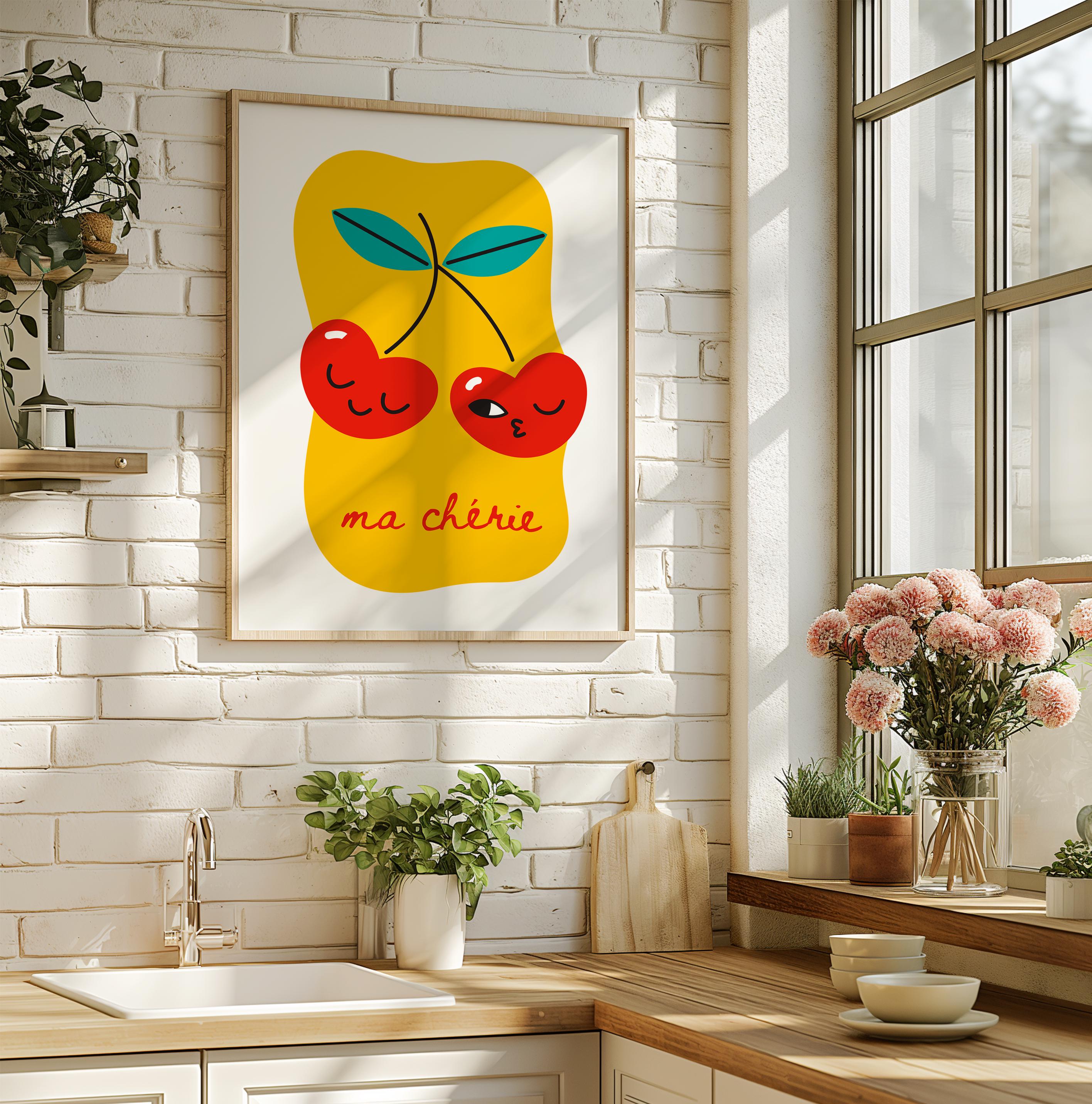 Ma Cherie Cherry Wall Art – Girly Retro Decor (digital Download) - Etsy