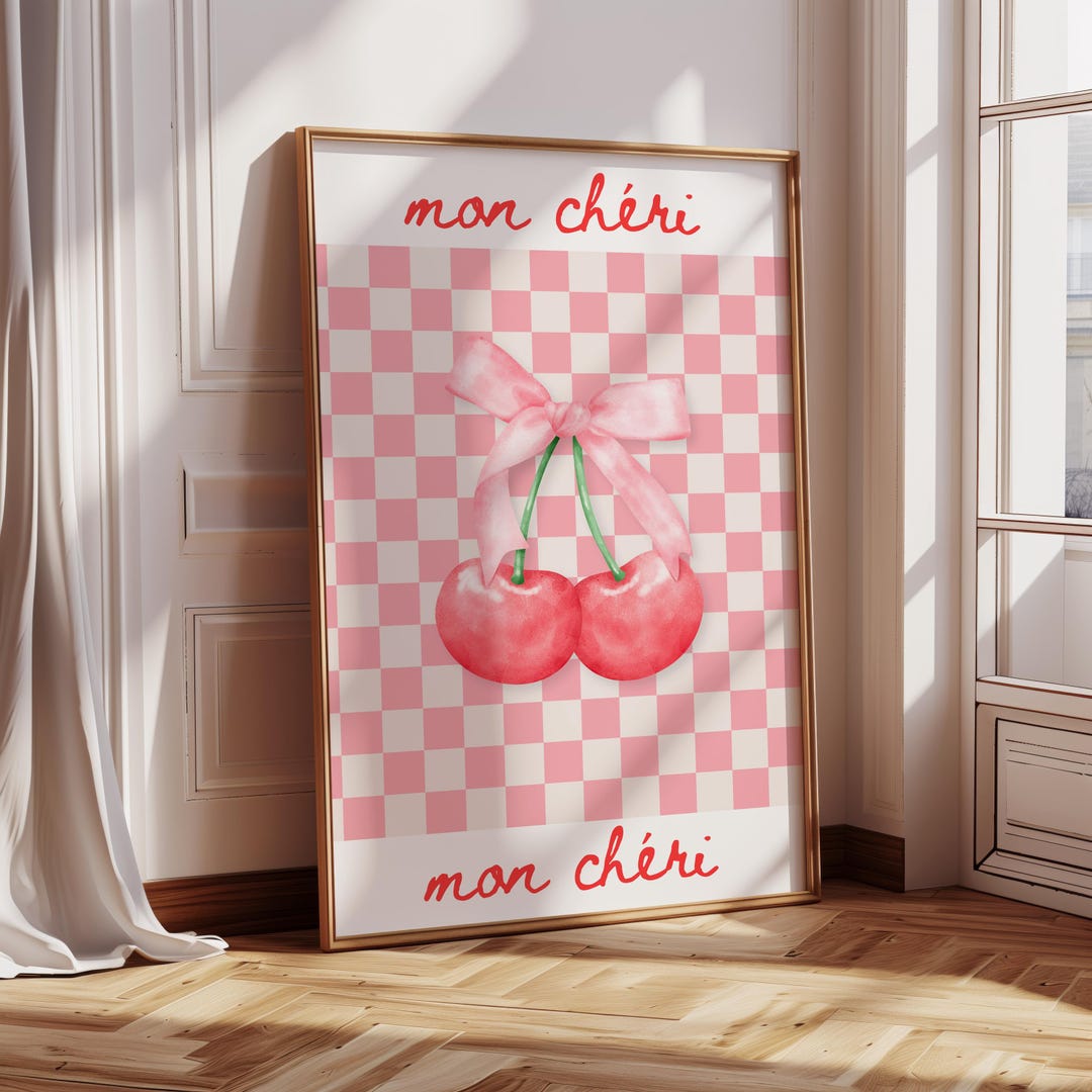 Pink Checkers Cherry Print: Preppy Room Decor (digital Download) - Etsy