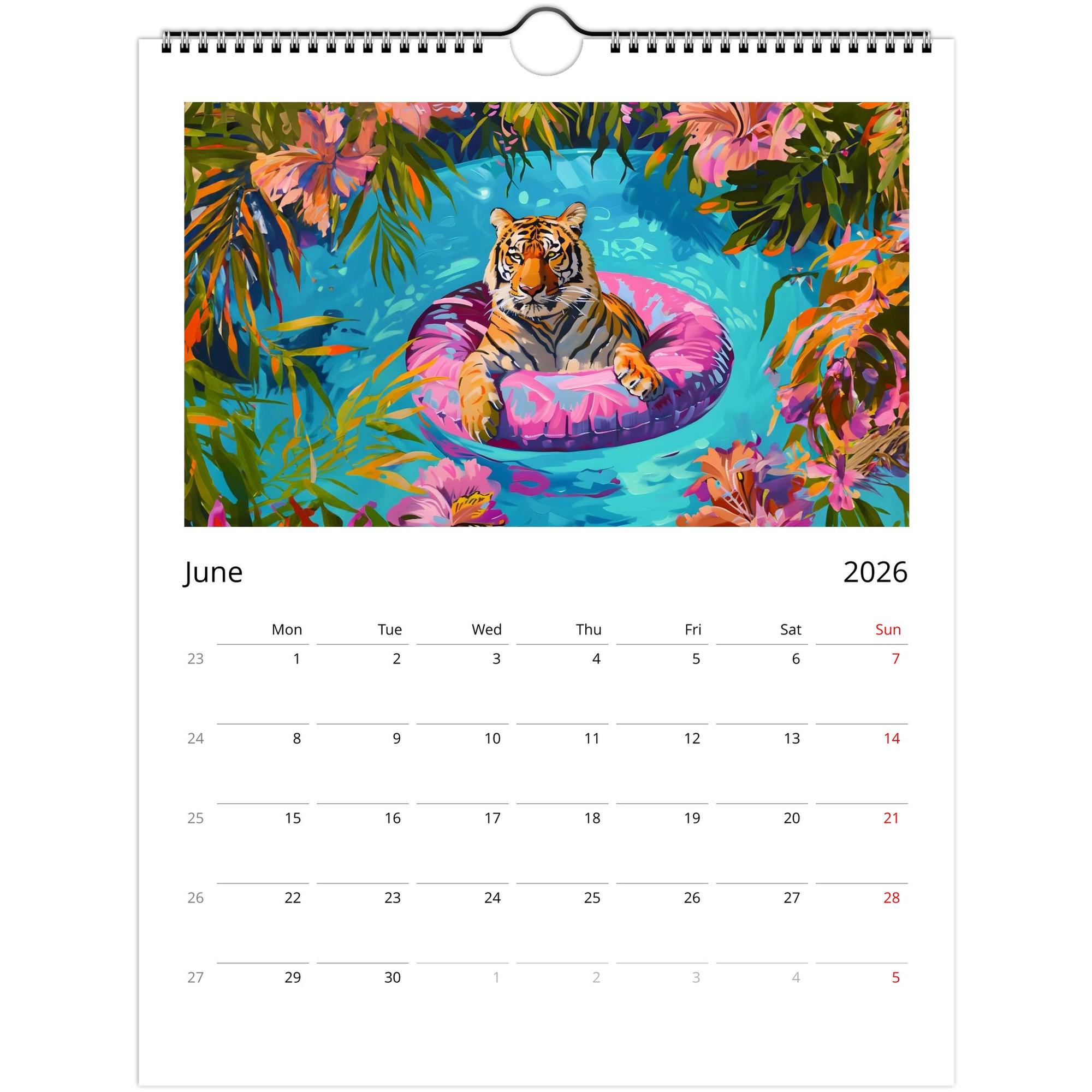 2026 Tigers Calendar Featuring 12 Stunning Paintings, Wall Decor for ...