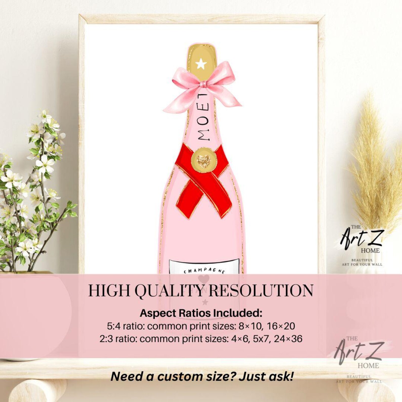 Pink Champagne Art Print: Moet Chandon, Teen Room Decor (instant ...