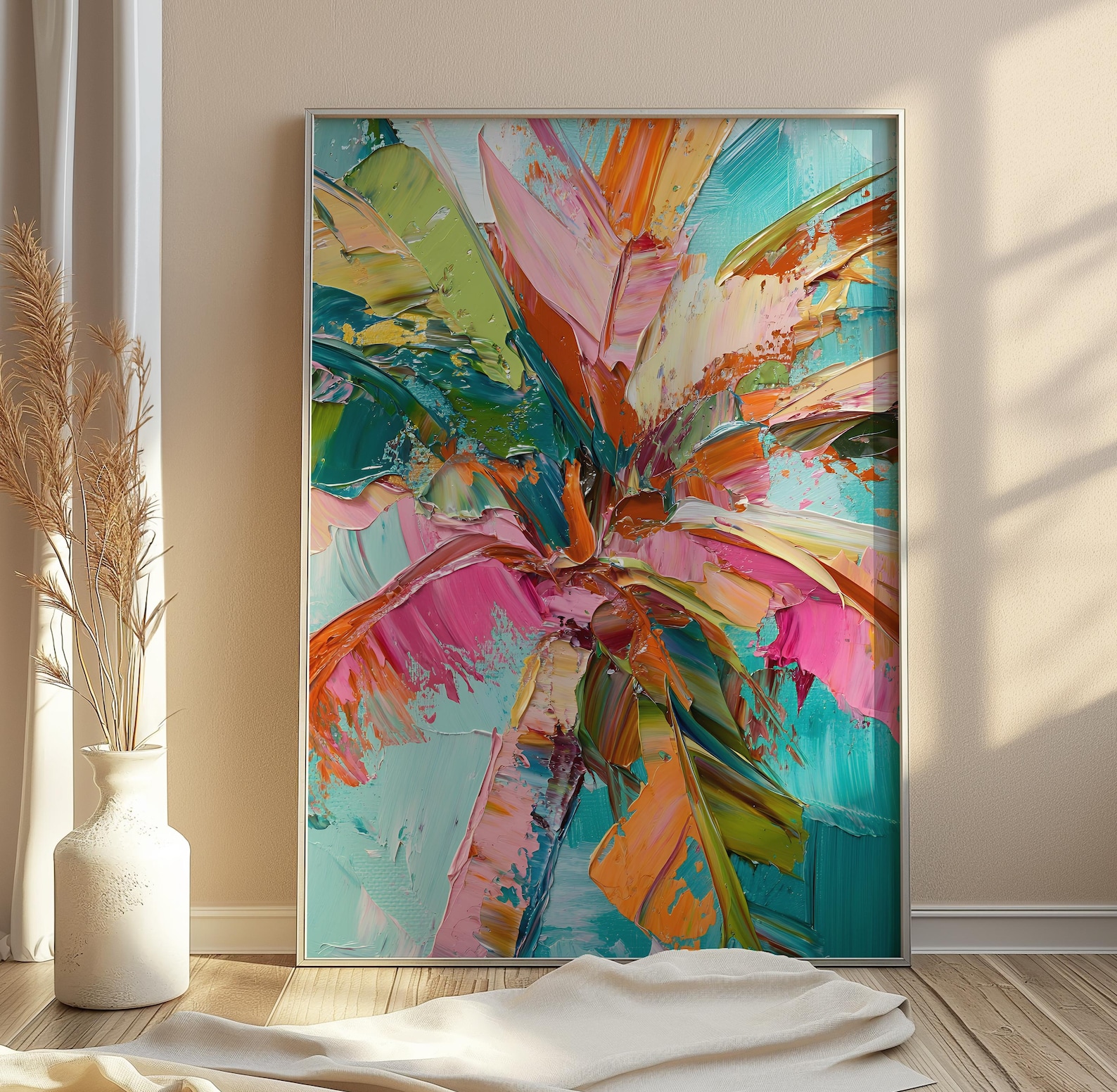 Abstract Palm Tree Wall Art Poster - Vivid Acrylic Painting - Eco ...