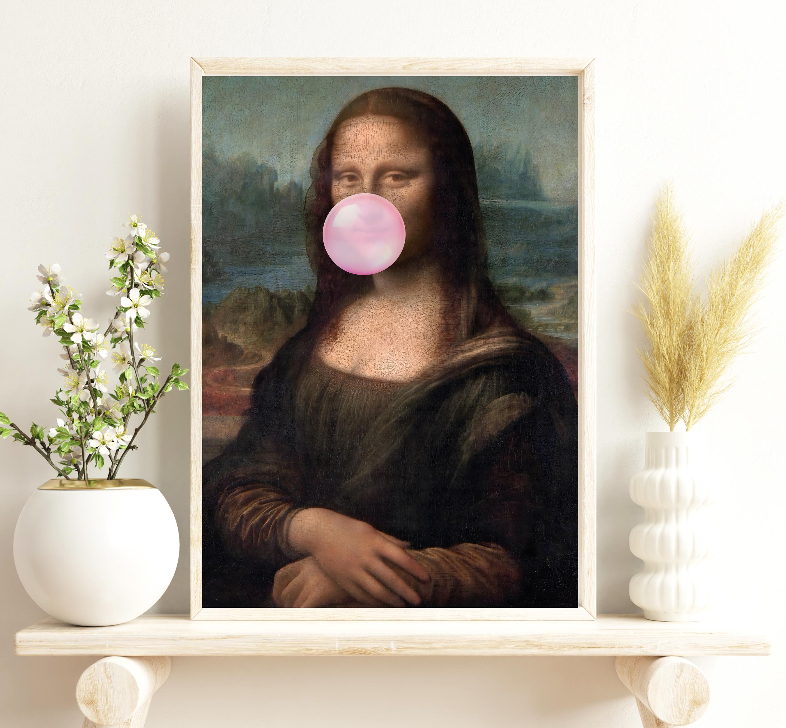 Bubble Gum Mona Lisa Vintage Art Poster: Playful Altered Art (instant ...