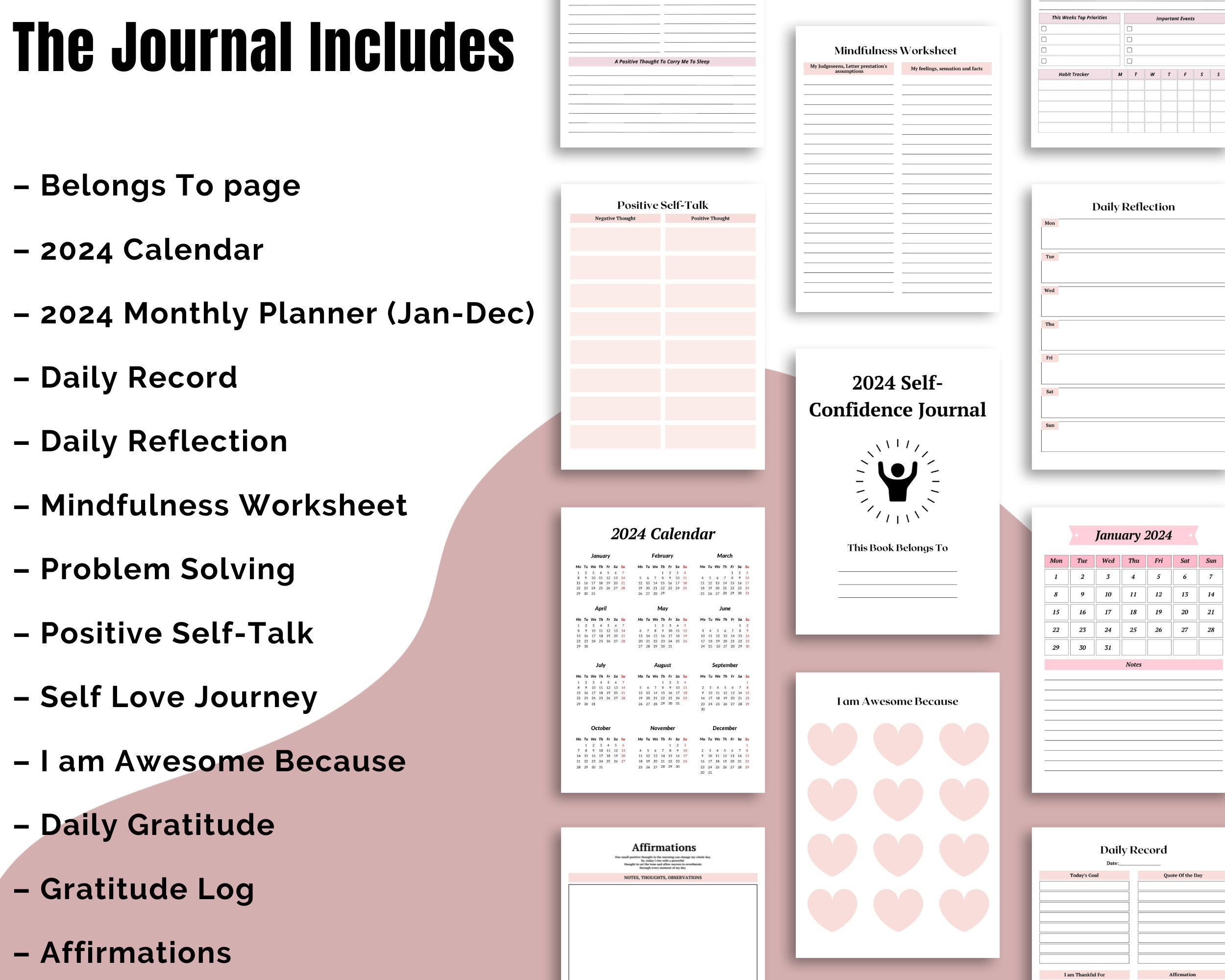 2024 Self Confidence Journal Printable and Editable Canva KDP - Etsy