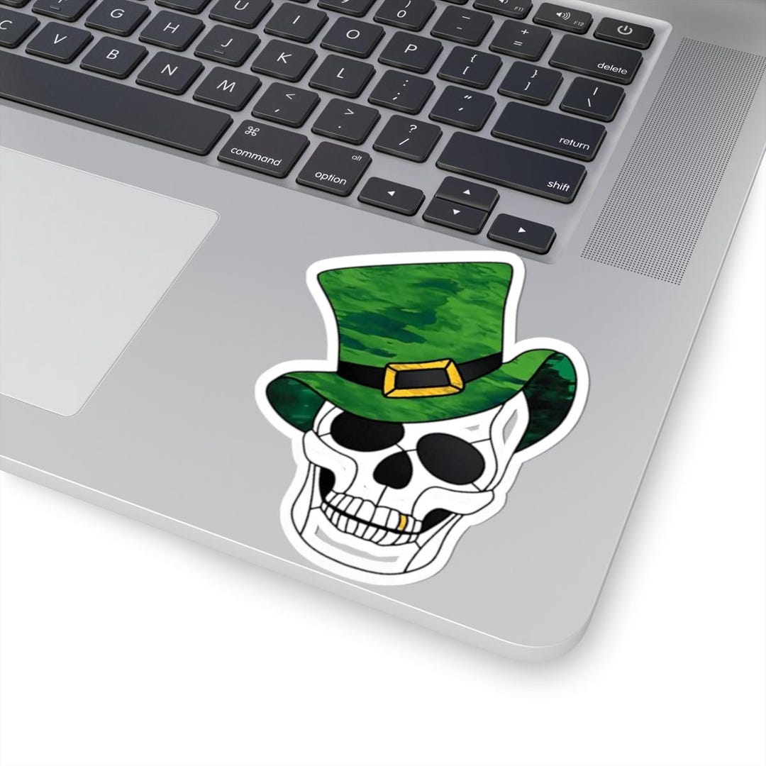 Lucky Skull St. Patricks Day Vinyl Sticker Green Top Hat Skeleton ...