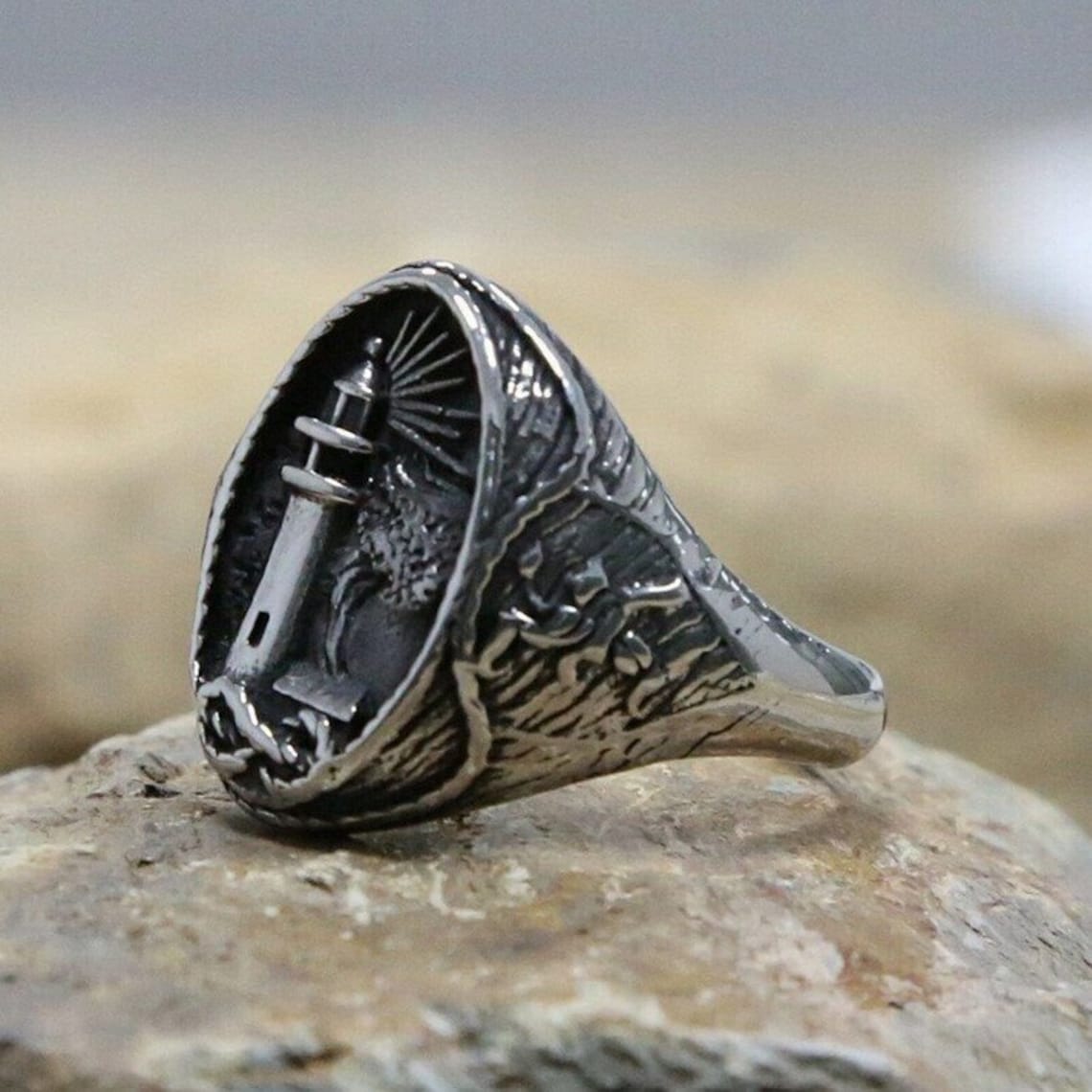 Lighthouse Ring-men Stainless Steel Ring-marine Ring-nautical Ring ...