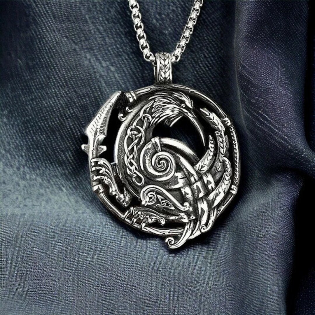 Odin Raven Pendant Necklace-celtic Crow Necklace-norse Viking Raven Necklace-celtic Knot ...