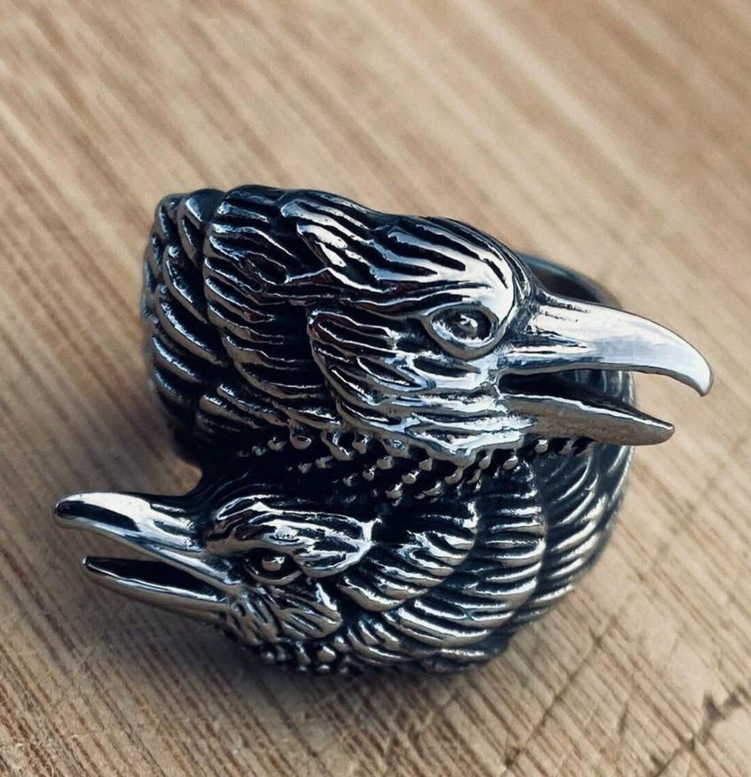 Hugin and Munin Raven Ring, Norse Mythology Ring, Odin Raven Ring ...