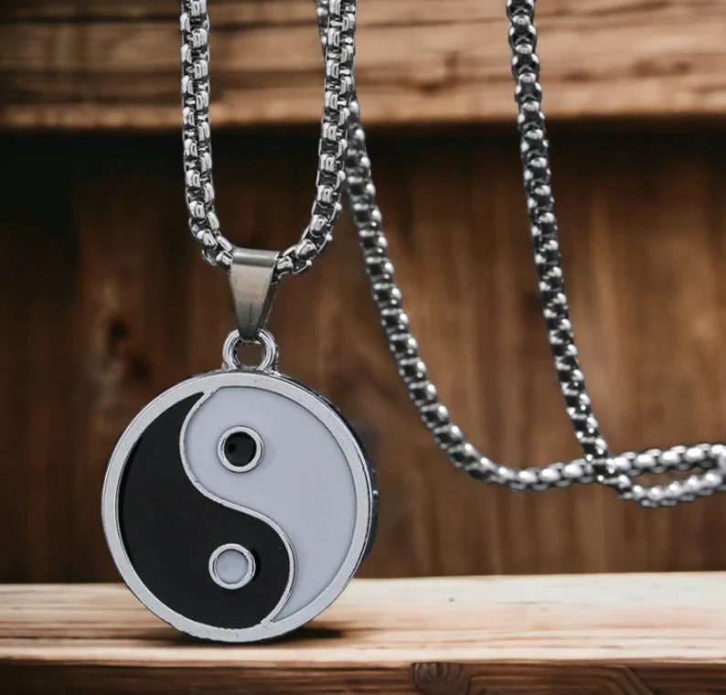 Stainless Steel Necklace Ying Yang Pendant Necklace Amulet Necklace ...