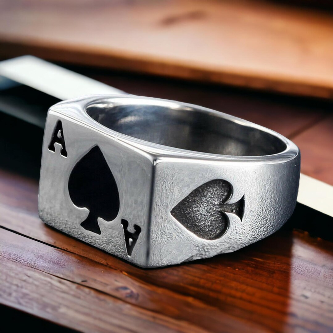 Ace of Spades Ring Ace Poker Ring Spade Ring Lucky Ring Poker Card Ring ...