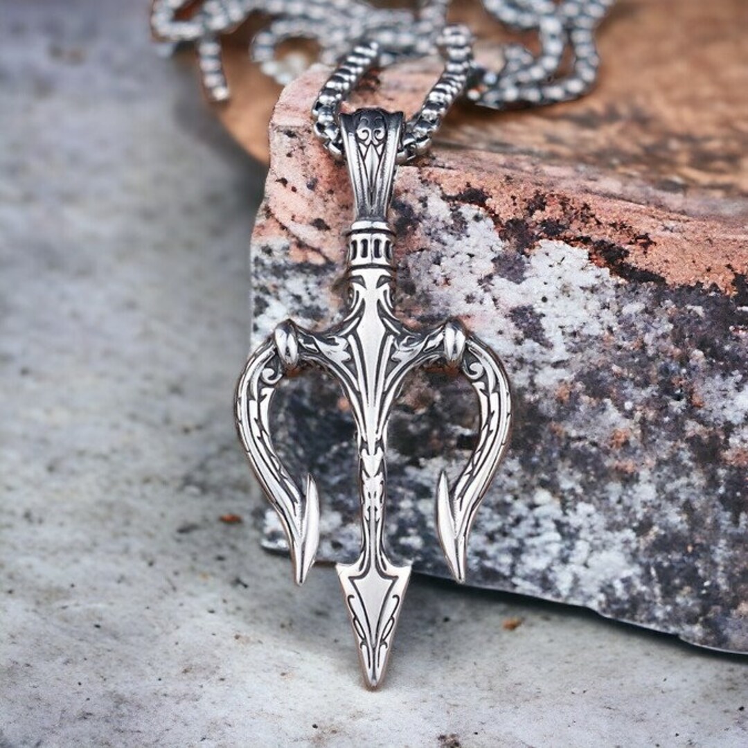 Poseidon's Trident Pendant Necklace Poseidon Necklace Greek Mythology ...