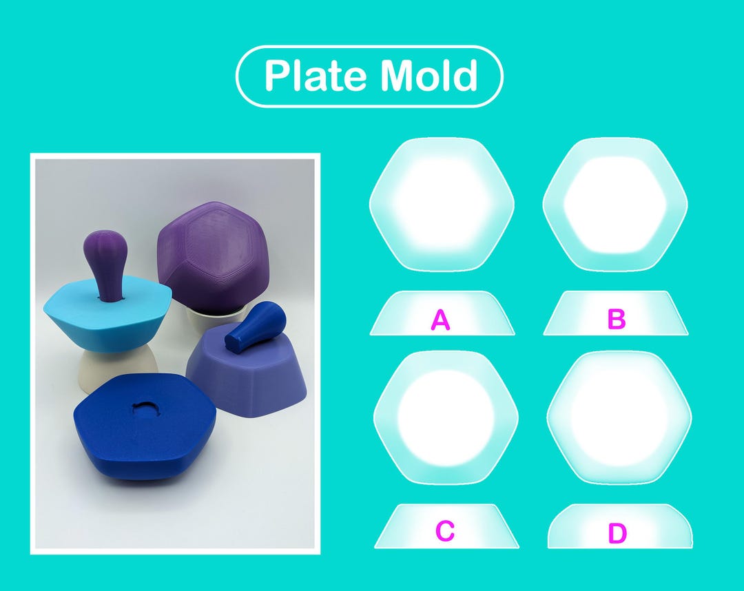 Plate Mold Hexagon / Pottery Form / Modeling Tool / PLA+ 3D Print ...