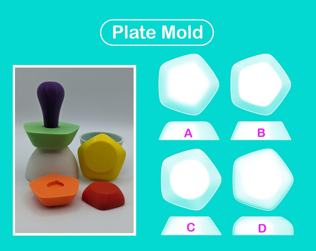 Plate Mold Pentagon / Pottery Form / Modeling Tool / PLA 3D Print ...