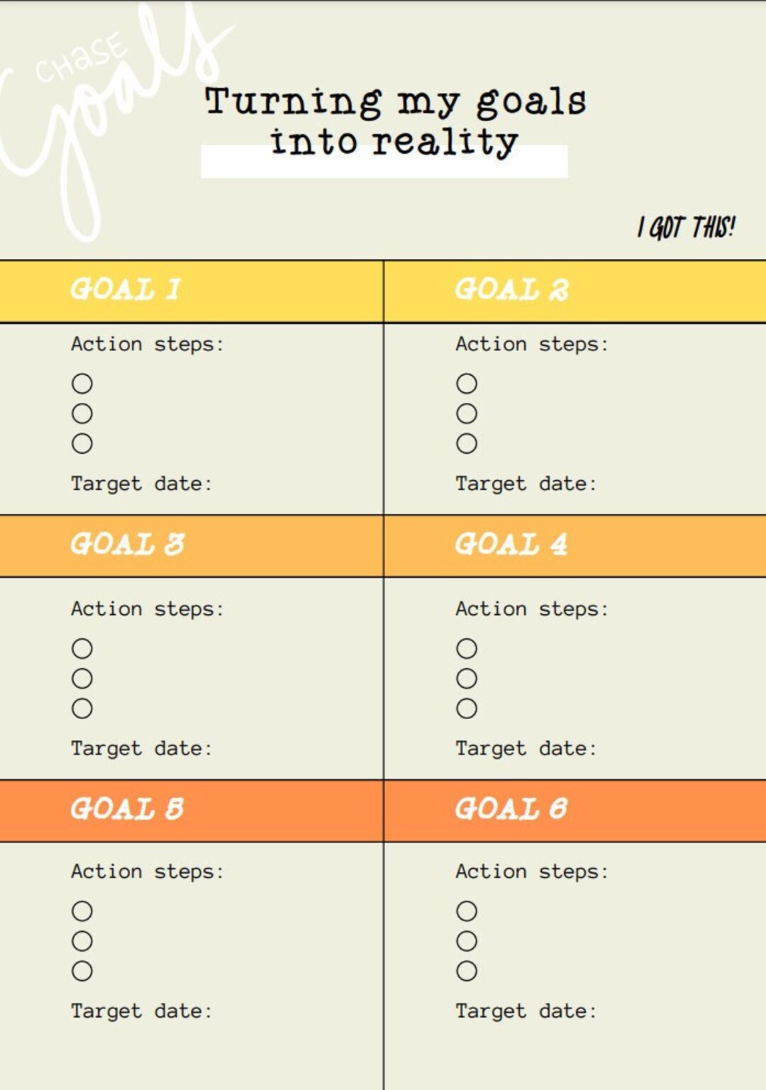 Printable Goals Planner, Instant Download Goals Planner, Plan for ...