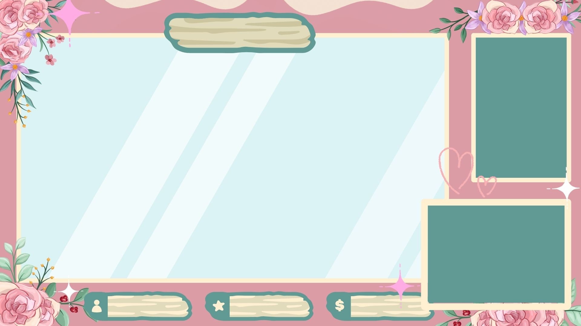 Powder Pink Roses Twitch Overlay Stream Package, Beautiful Roses Twitch ...