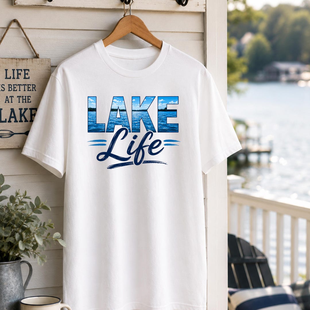 Lake Life Water Texture Graphic Tee, Summer Vacation Shirt, Cabin ...