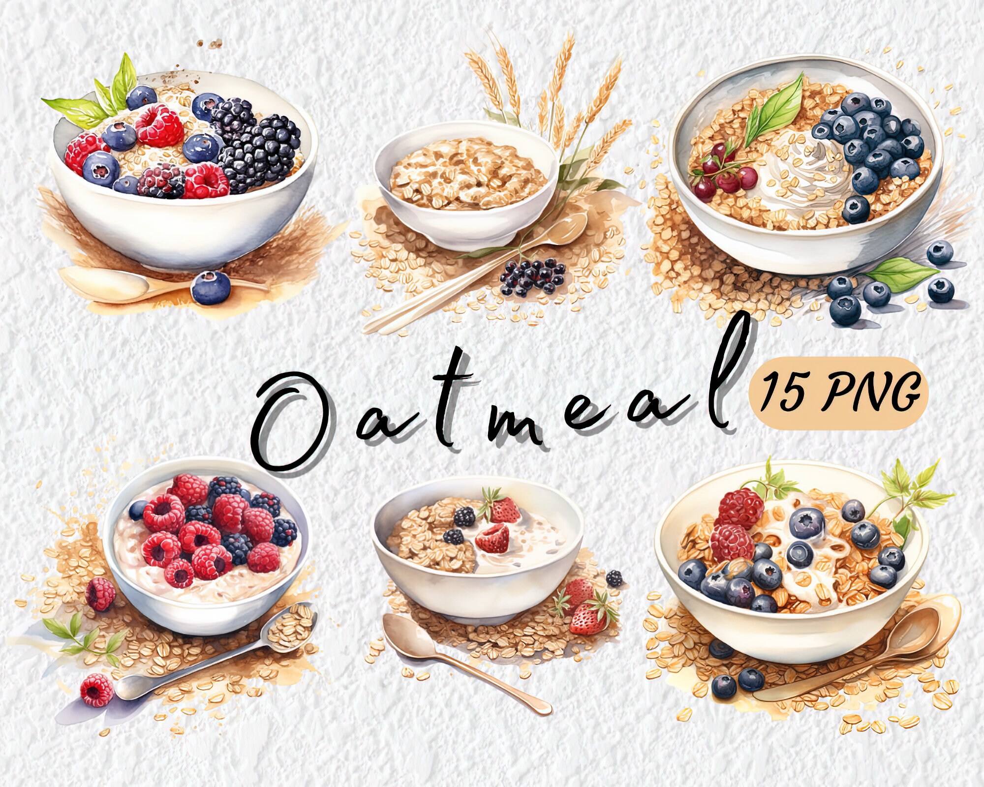 15 PNG Oatmeal Clipart Bundle, Food and Beverages, Breakfast and Brunch ...