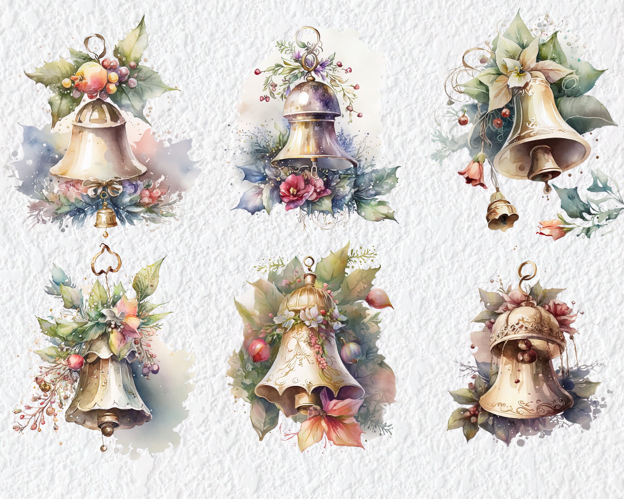 30 PNG Christmas Bell Clipart, Watercolor Jingle Bell, Winter Bell ...