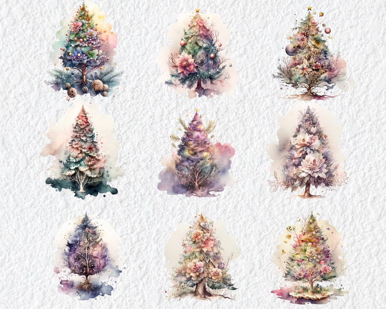 35 PNG Christmas Tree Clipart Watercolor Christmas - Etsy