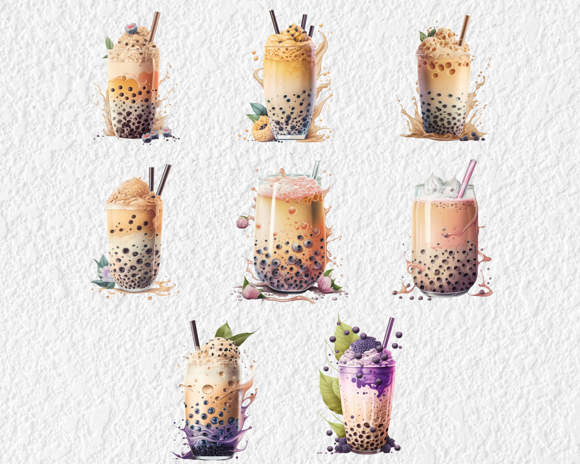 23 PNG Boba Tea Clipart, Watercolor Bubble Tea Clipart Collection ...