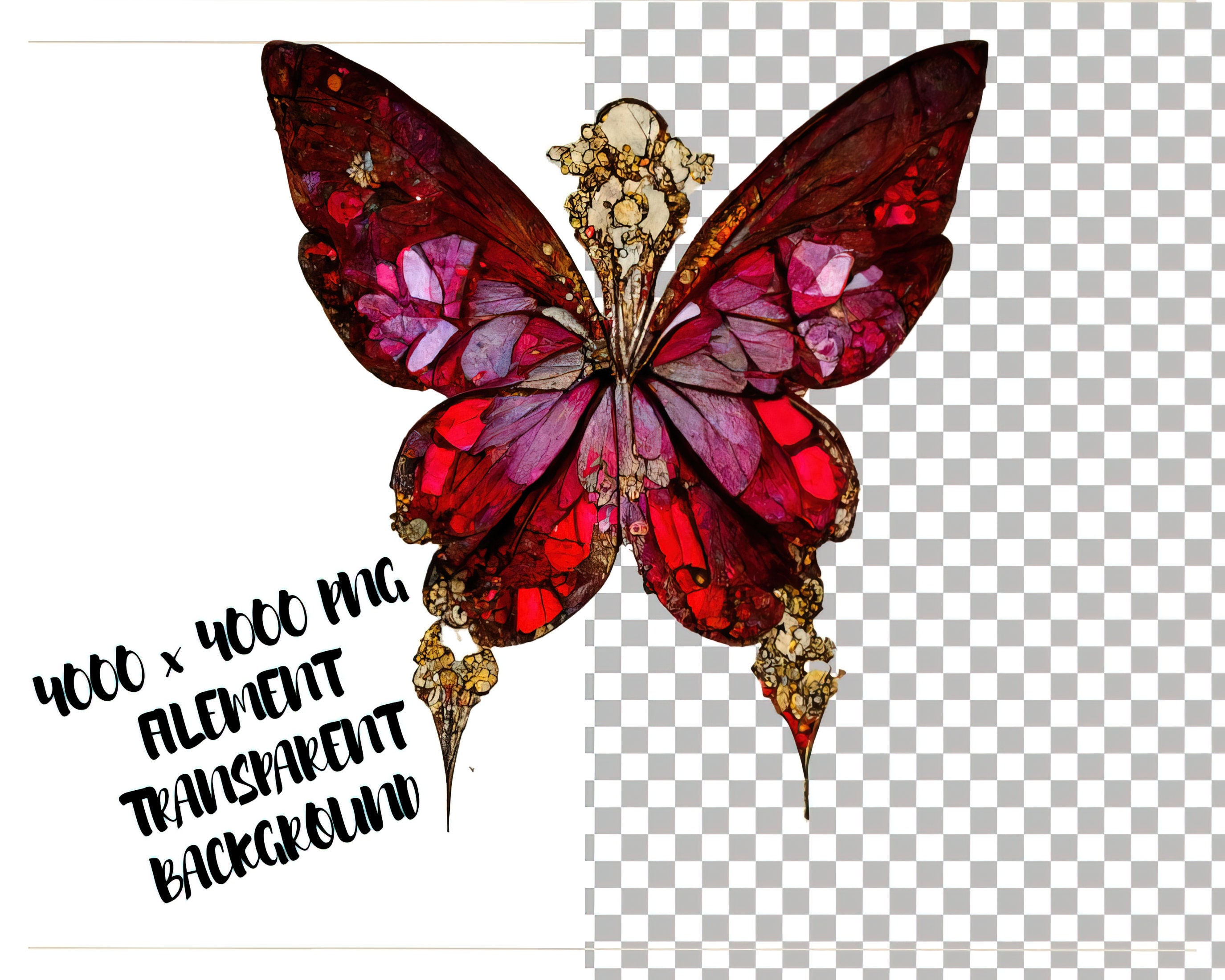 9 PNG Mystical Stained Red Butterfly Clipart, Fairy Fantasy Clipart ...
