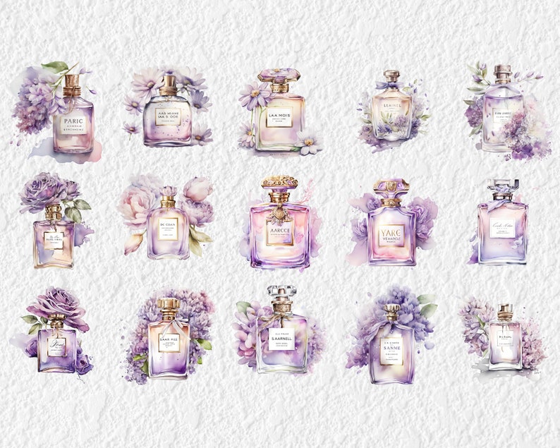40 PNG Purple Perfume Clipart, Watercolor Enchanting Perfume, Fragrance ...