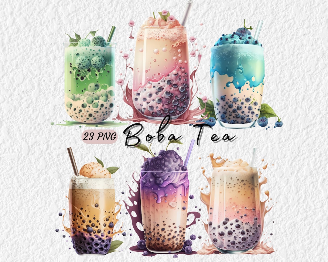 23 PNG Boba Tea Clipart, Watercolor Bubble Tea Clipart Collection ...