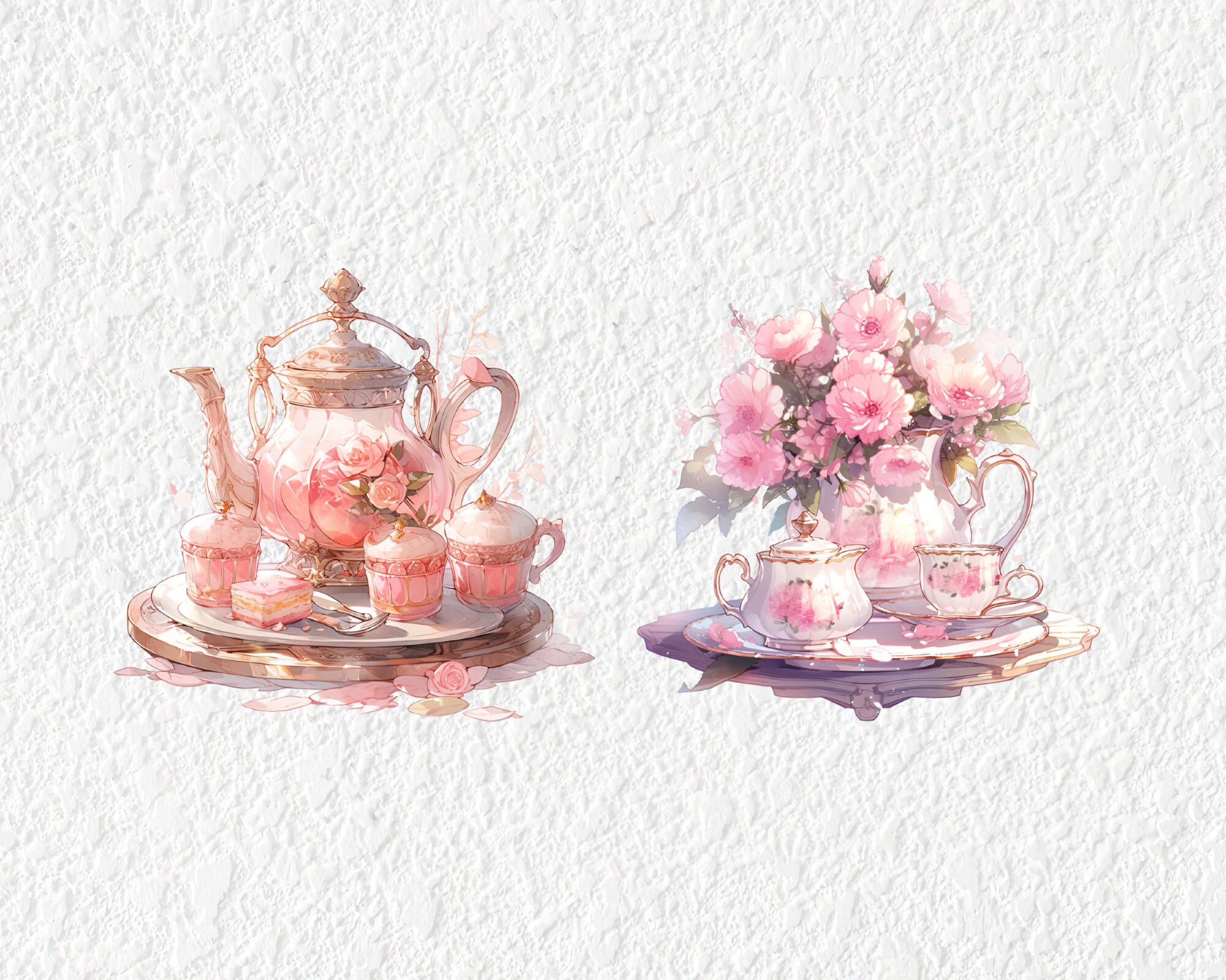 25 PNG Tea Set Clipart Watercolor Tea Cup & Tea Pot Tea Party Digital ...