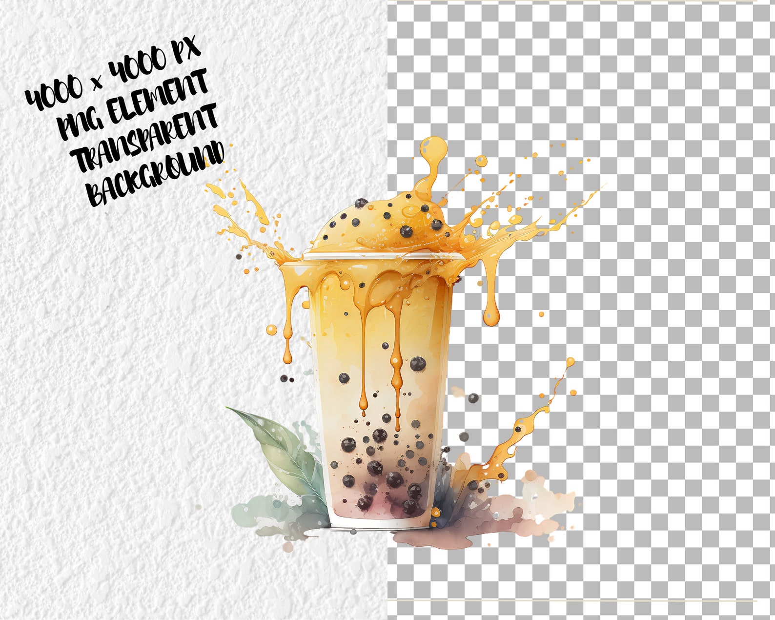 20 PNG Boba Tea Clipart Watercolor Bubble Tea Clipart - Etsy