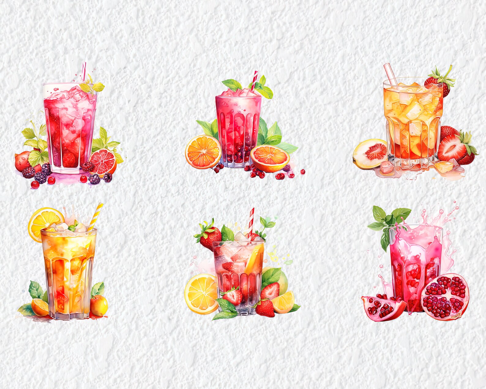 30 PNG Fruit Juice Clipart Watercolor Fruit Juice & Beverages Summer ...