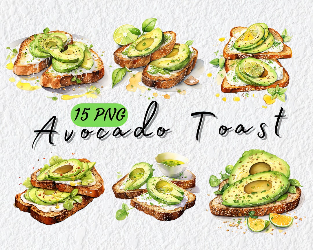 15 PNG Avocado Toast Clipart, Watercolor Food and Beverage, Breakfast ...