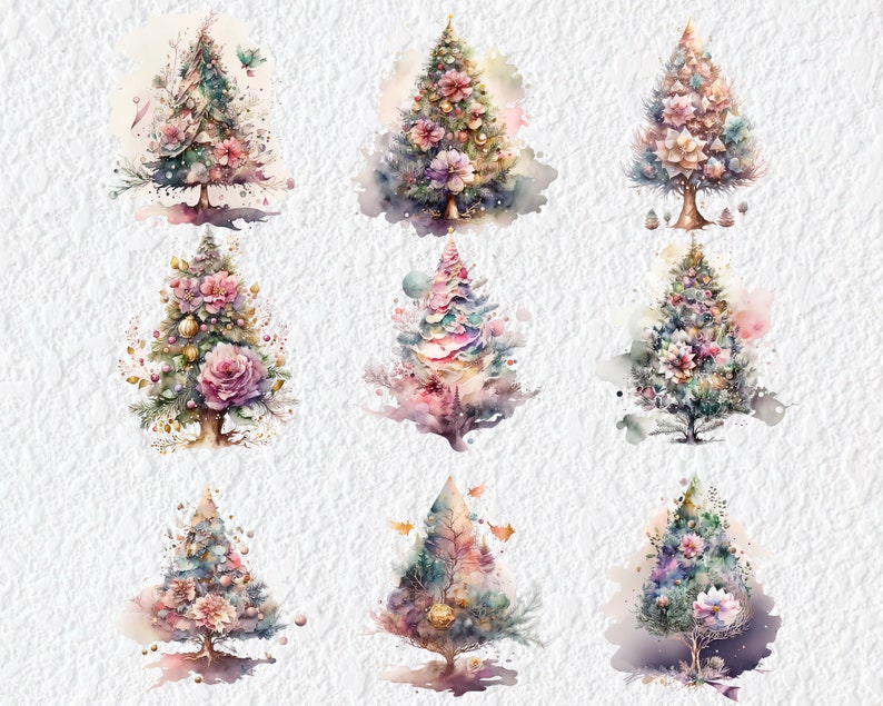 35 PNG Christmas Tree Clipart Watercolor Christmas - Etsy