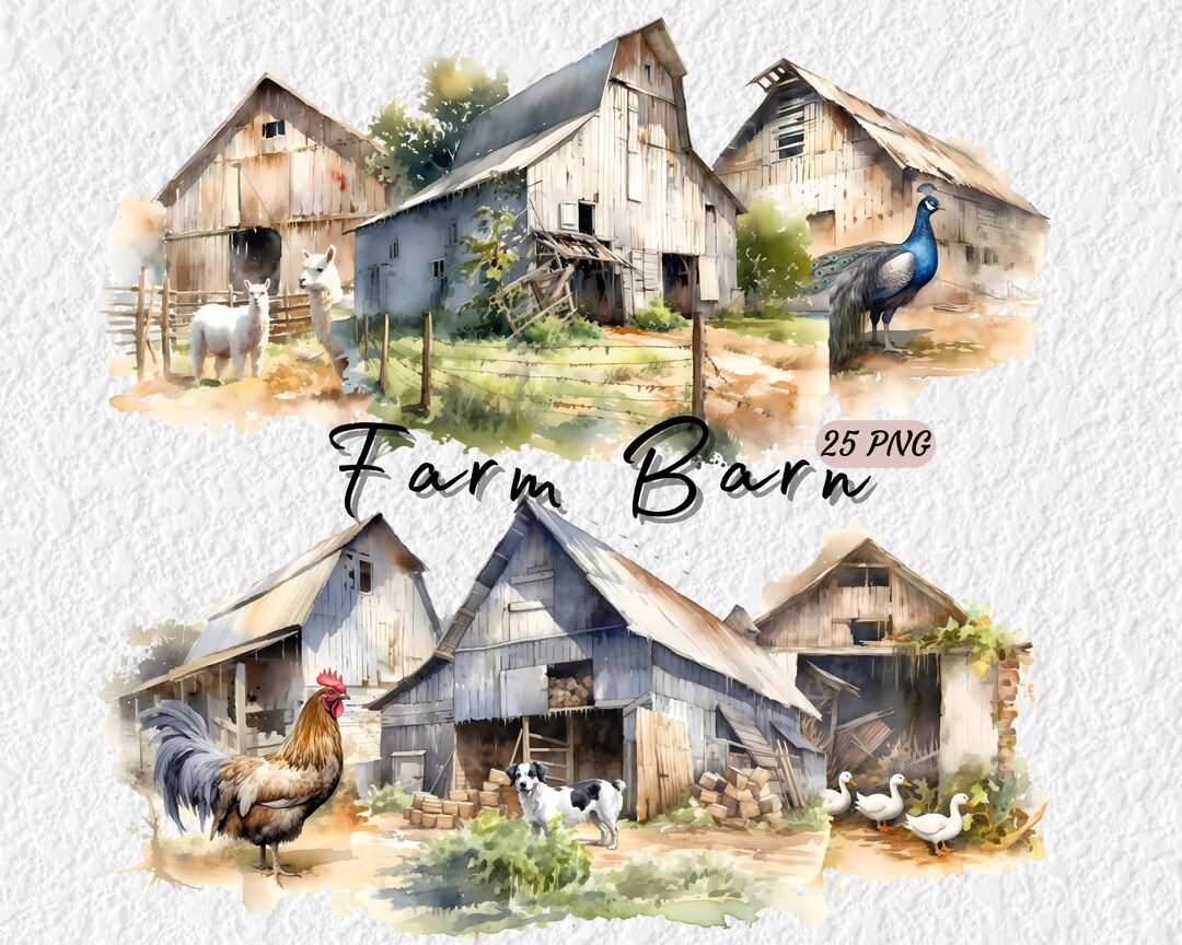 25 PNG Rustic Farm Barn Clipart Clipart, Watercolor Country Barn ...